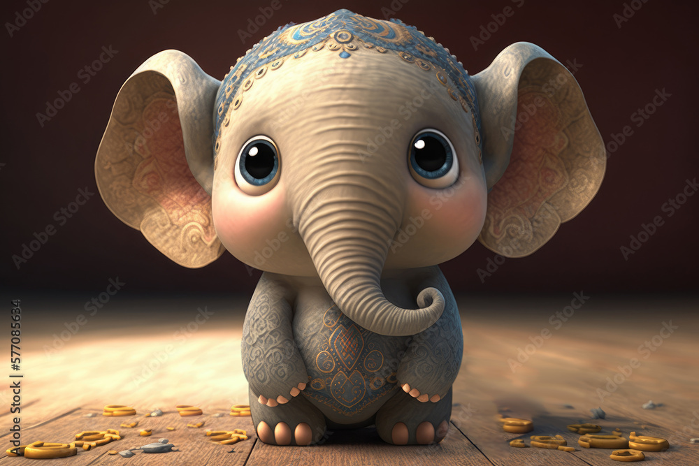 3D Cute charming and delightful portrayal of Ganesha, artwork cartoon ...