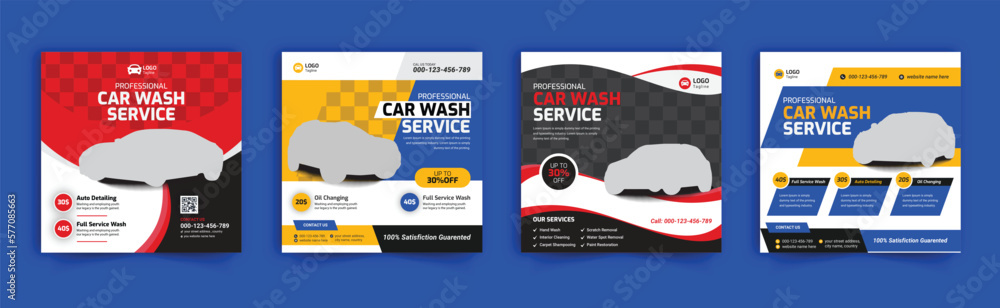 Car Washing, waxing, Automobile repair, cleaning social media post ...