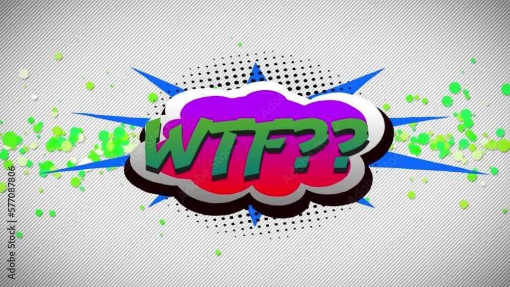 Animation of comic 5 options text over multiple comic speech bubbles ...