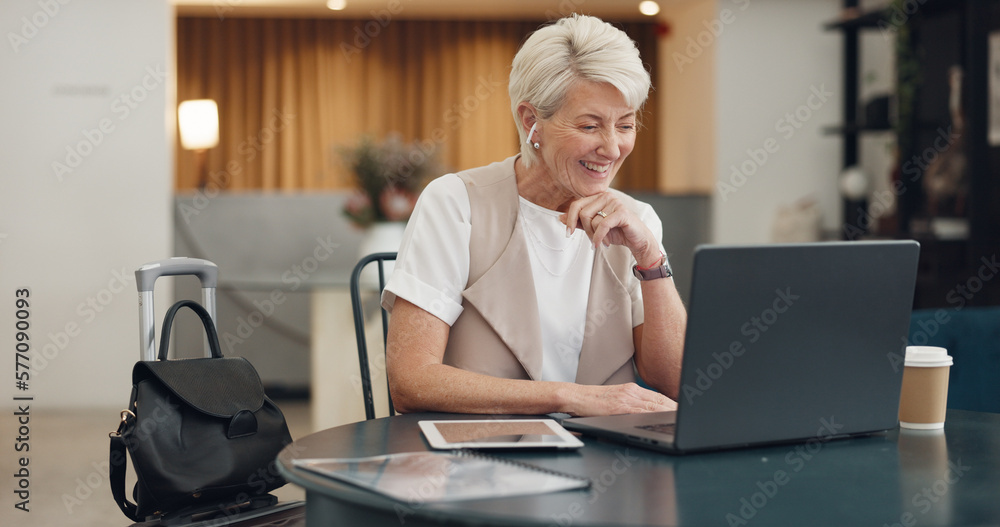 Video call, virtual meeting and laptop with a business woman remote ...