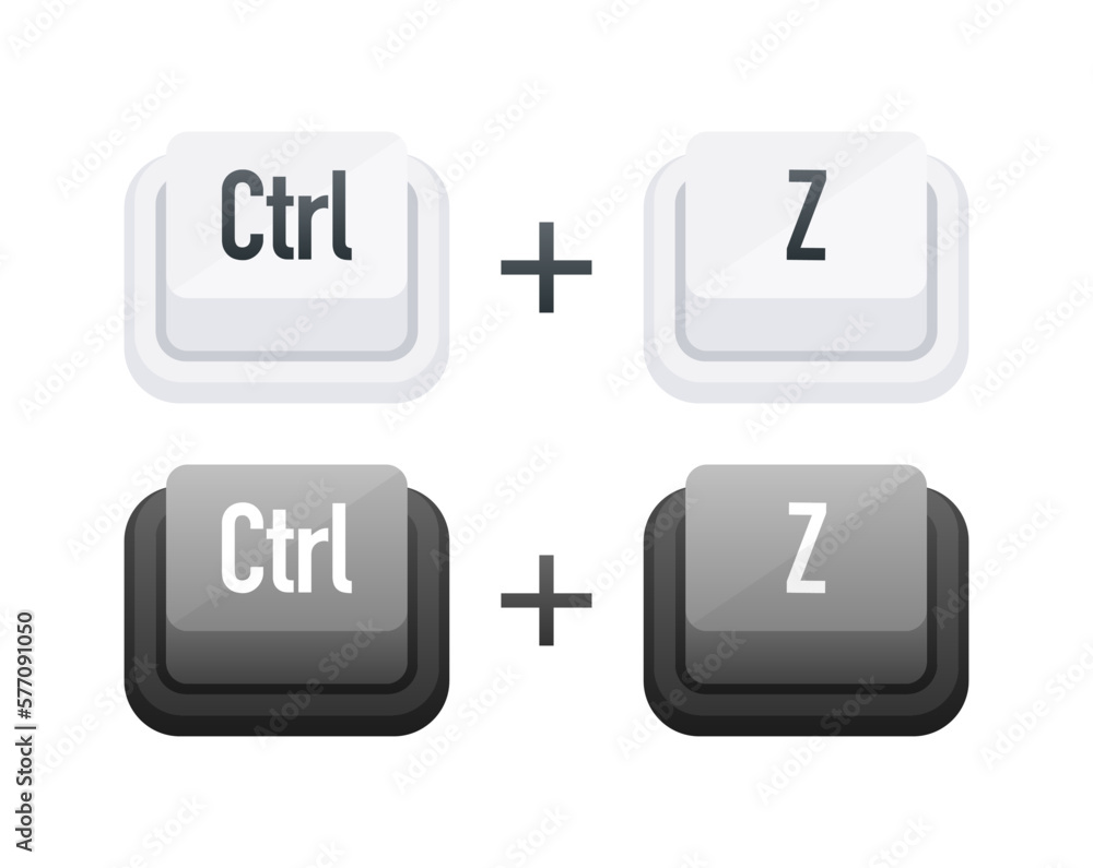 Ctrl Z Keyboard Key Shortcut Keys Hotkeys Undo The Last Committed Action Stock Vector Adobe