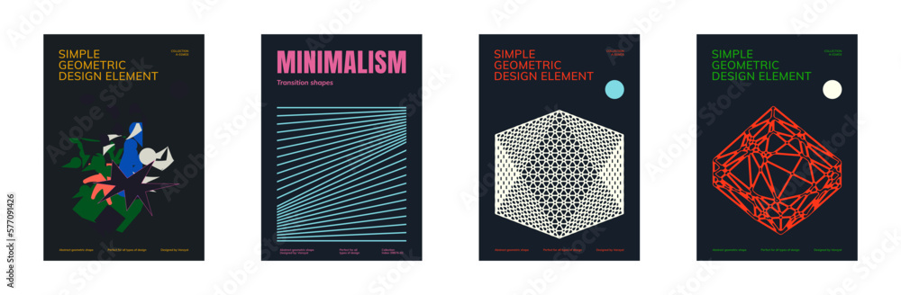 Poster template graphic design in Brutalism style. Vector cover Stock ...
