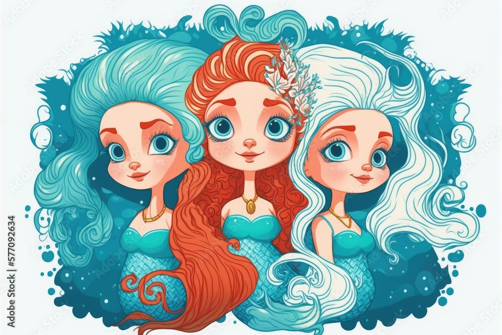 There was a tale told about a small mermaid. Fantasy story. The three ...