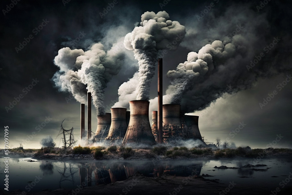 Choking Our Planet with smoke. A Power Plant Polluting the Air creating ...
