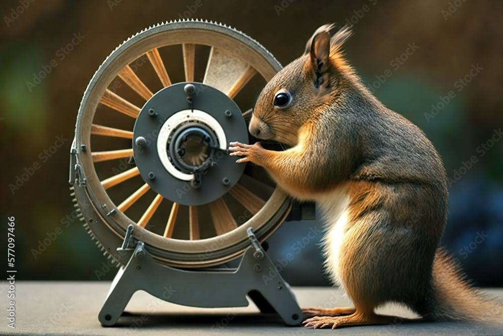 The story of the squirrel and the wheel in everyday life, squirrel wheel. A real fairy-tale cute ...