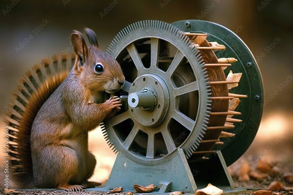 The story of the squirrel and the wheel in everyday life, squirrel wheel. A real fairy-tale cute ...