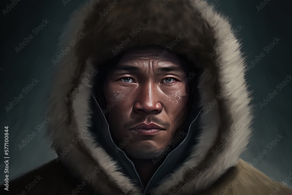 Eskimos in digital art style: a portrait Generative AI Stock ...