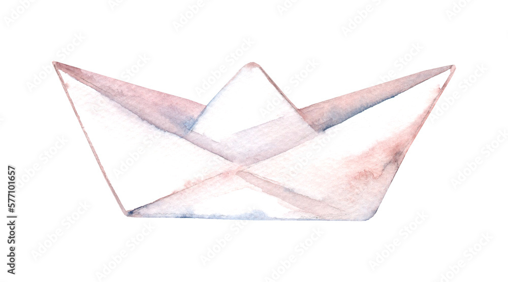 Paper boat. Empty classic white. Summer holidays, travel, childhood ...