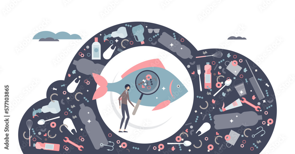 Microplastics water pollution with plastic fragments tiny persons ...