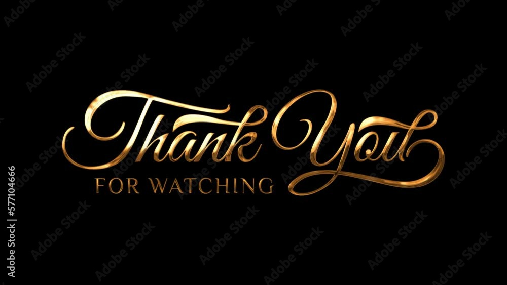 THANK YOU FOR WATCHING animation text, gold lettering animated text for ...