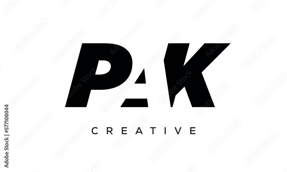 PAK letters negative space logo design. creative typography monogram ...