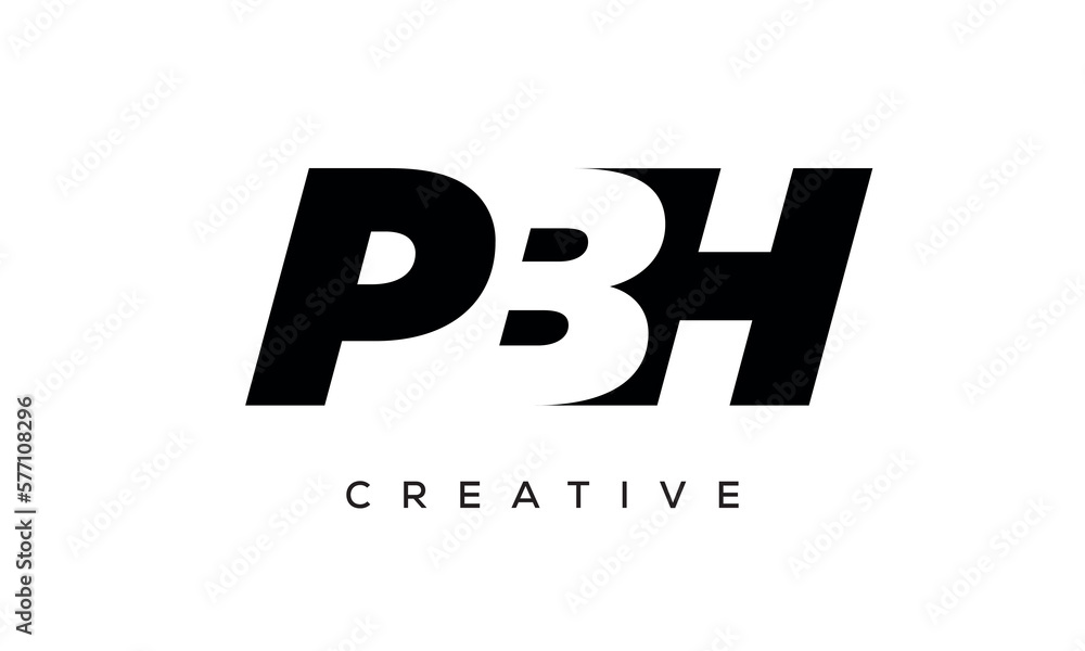 PBH letters negative space logo design. creative typography monogram ...
