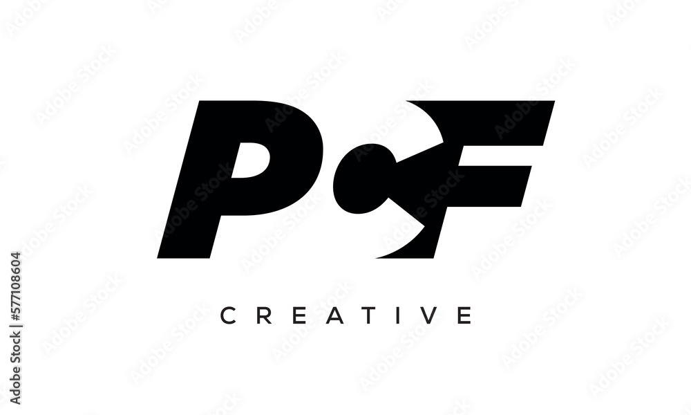 PCF letters negative space logo design. creative typography monogram ...