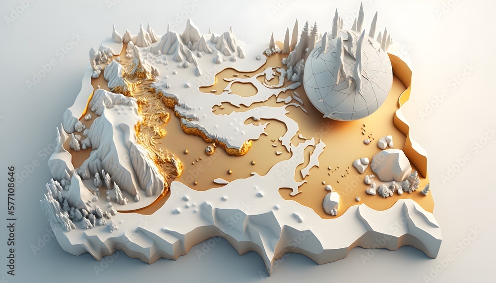 Enchanting 3D Map of a Fantasy World Illuminated with Soft Light and ...