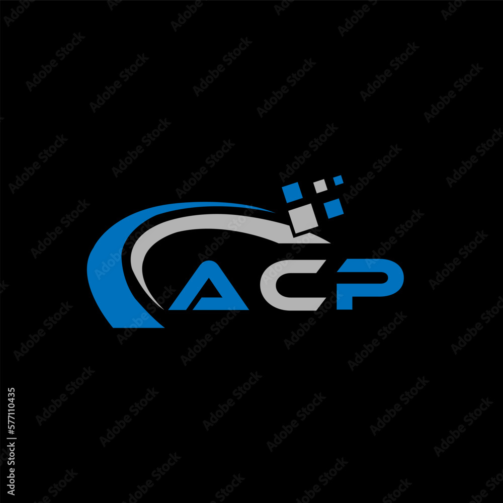 ACP letter logo design on black background. ACP creative initials ...