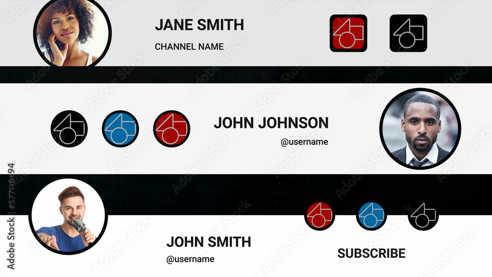 Sliding Lower Third with Profile Picture and Small Icons Stock Template ...