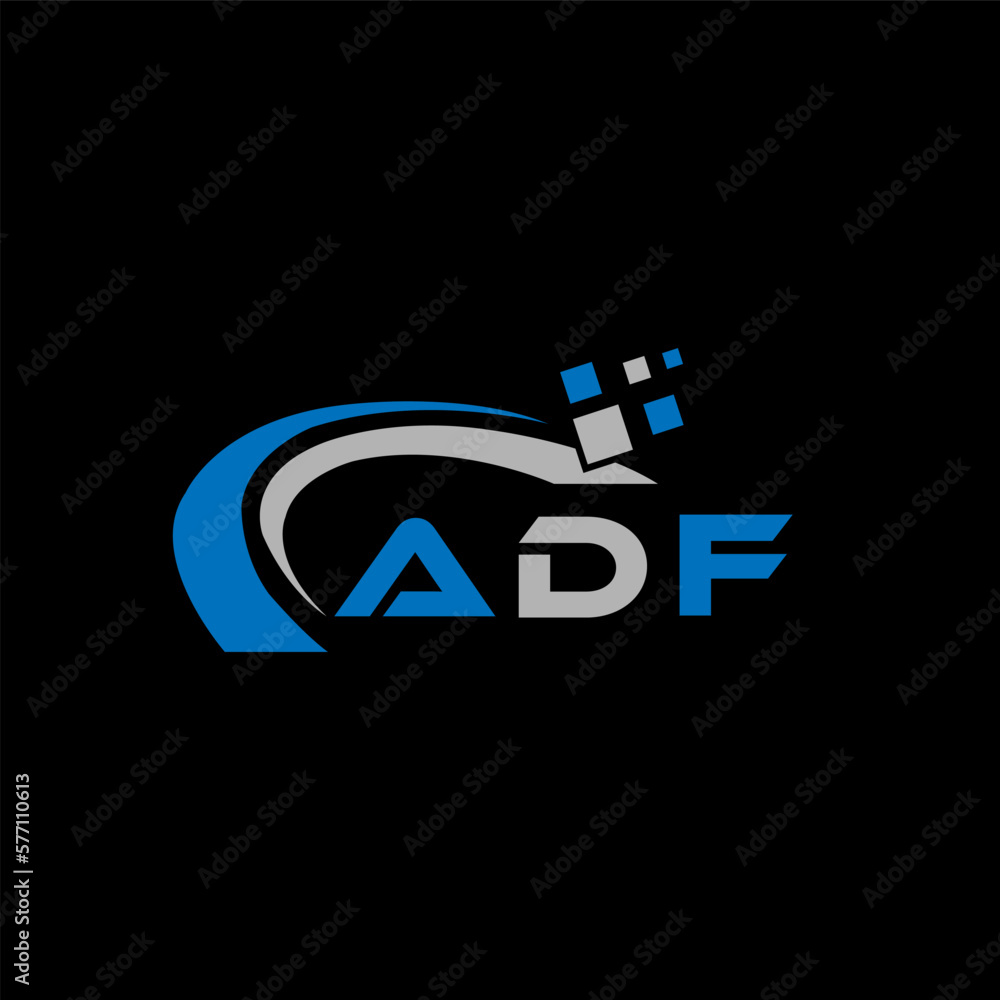 Vecteur Stock ADF letter logo design on black background. ADF creative initials letter logo ...