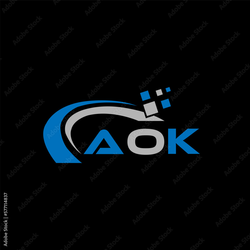Vecteur Stock AOK letter logo design on black background. AOK creative ...