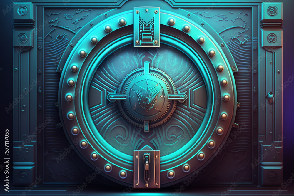 High security vault door background. Security tresure bunker concept ...