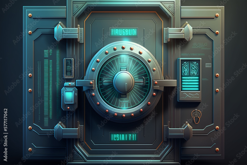 High security vault door background. Security tresure bunker concept ...