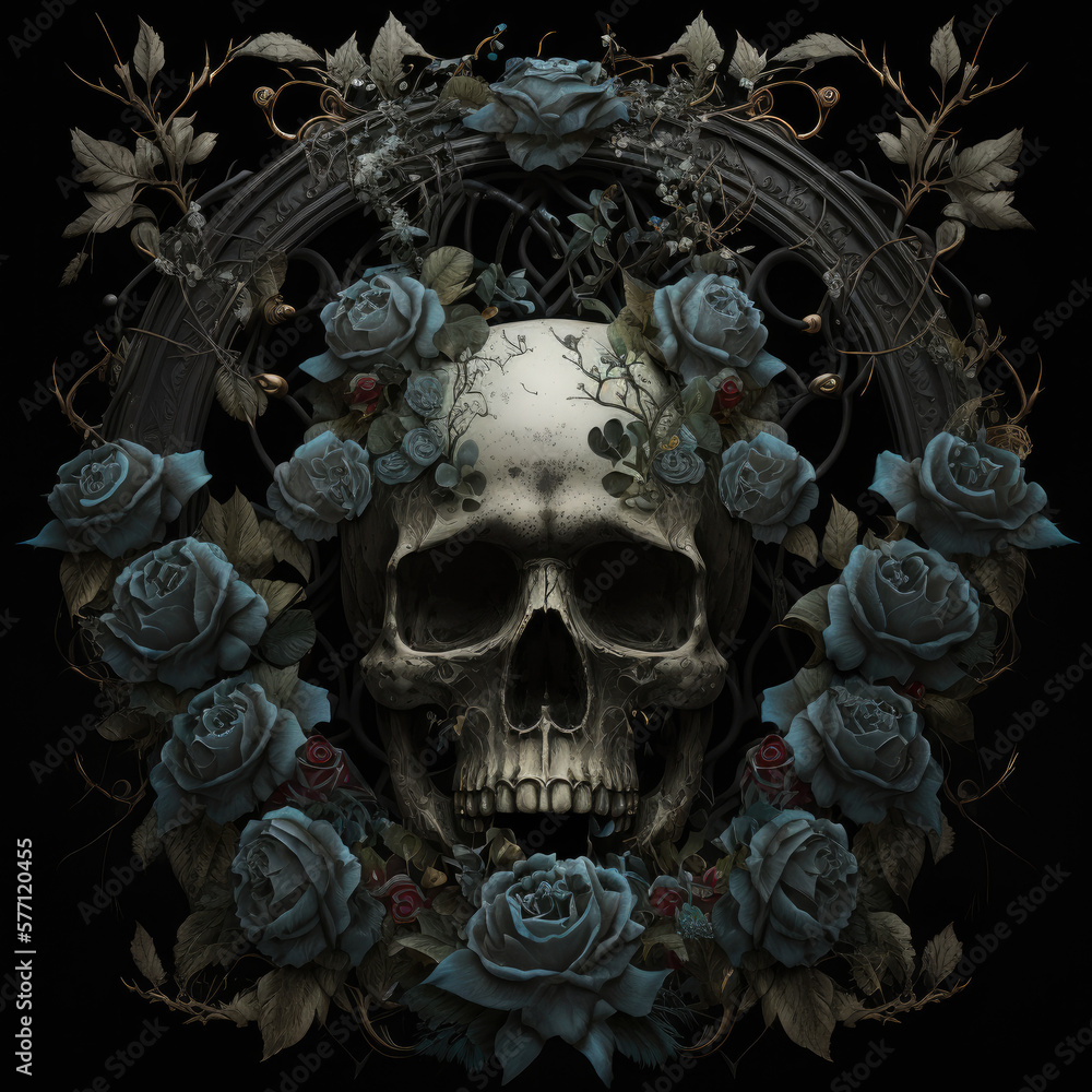 Gothic Skulls The Dark Beauty of Death AI Generated Stock Illustration ...