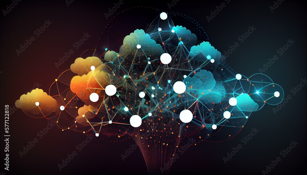 An abstract representation of cloud computing with clusters of ...