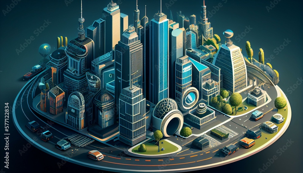 A detailed illustration of a smart city concept. Generative AI Stock ...