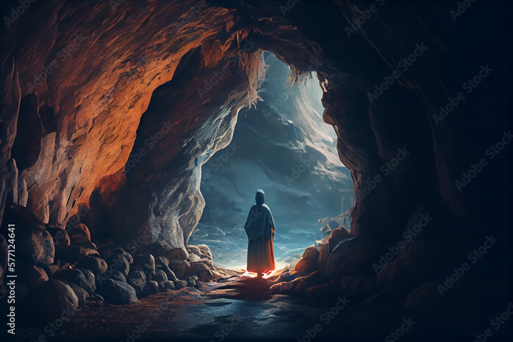 Painting of the empty cave of Jesus Christ.generative ai ilustração do ...