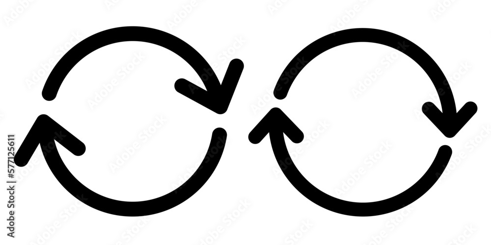 Repeat icon. Vector black icons. Icon set isolated on white background ...