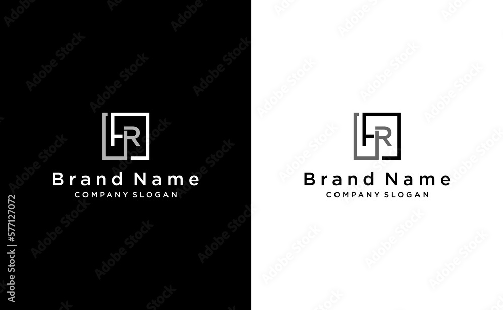 simple letter HR logo with square concept vector template Stock Vector ...