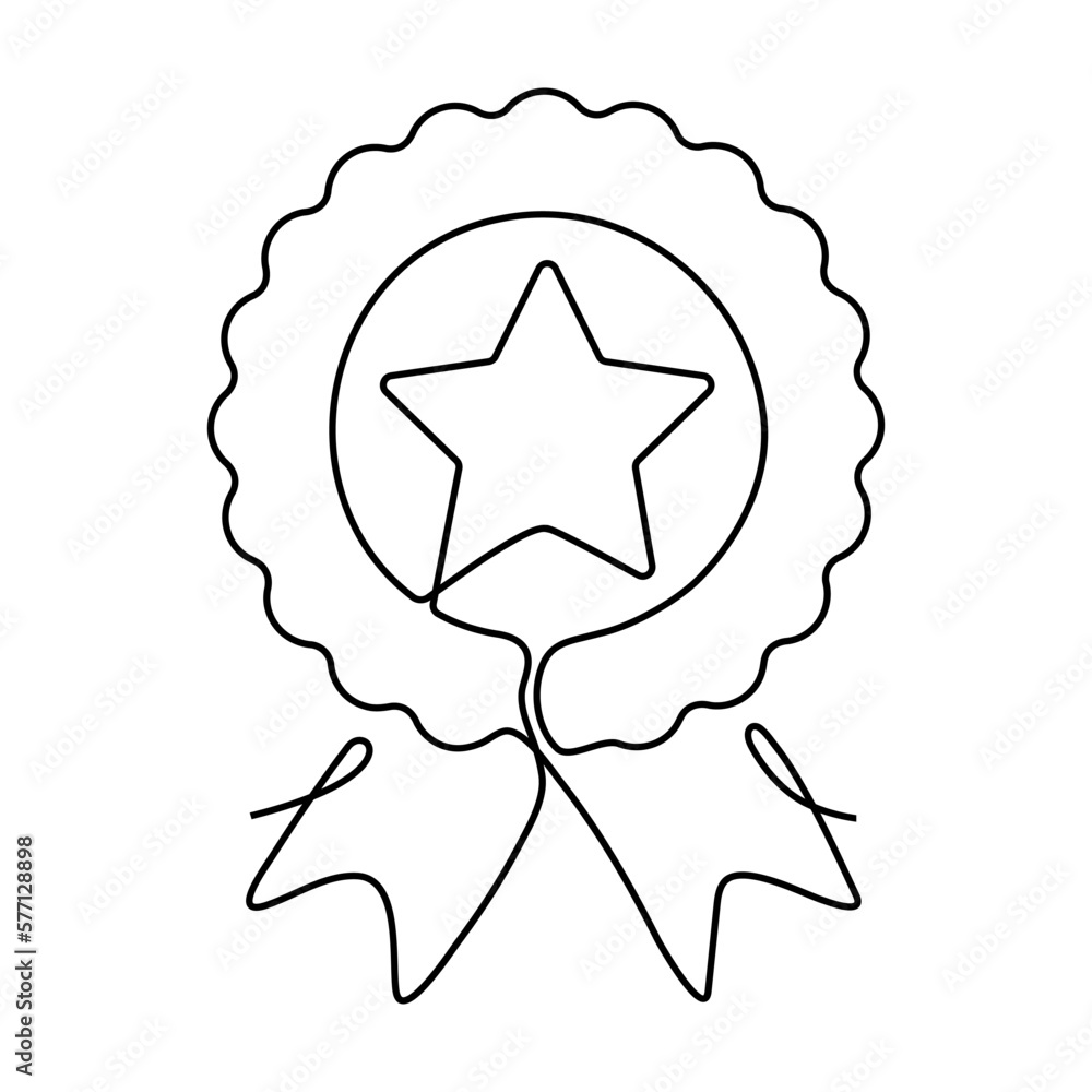 Award star badge continuous line art drawing. Vector illustration ...