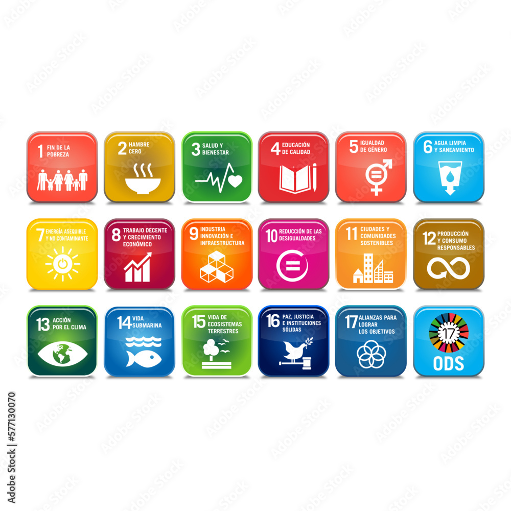Ods, objetivos de desarrollo sostenible vector de Stock | Adobe Stock