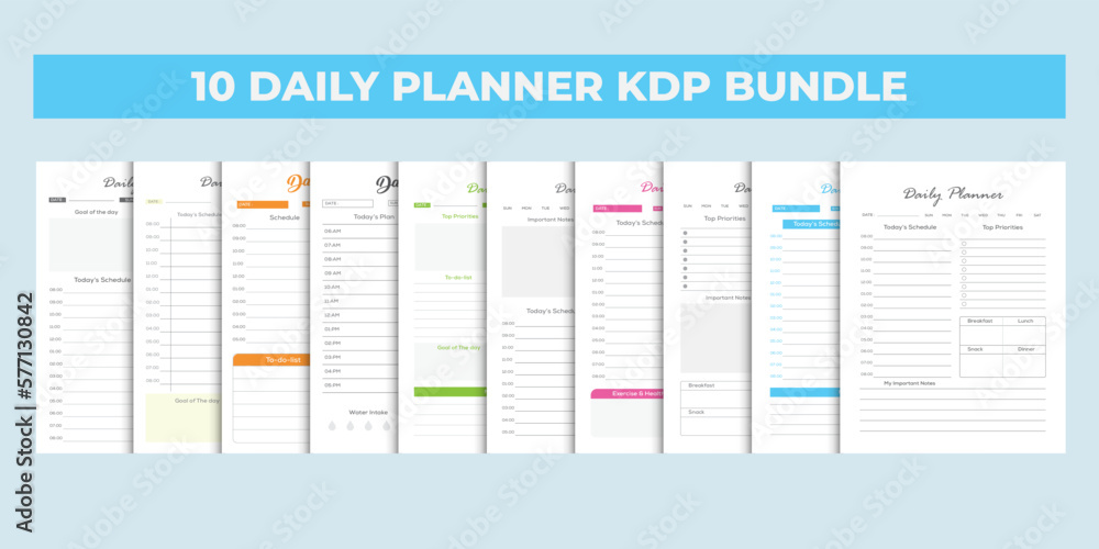 Daily planner Kdp interior template, 10 different daily planner in one ...