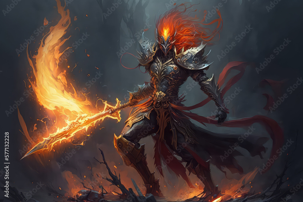 Digital illustration painting design style a knight in Hi tech armour ...