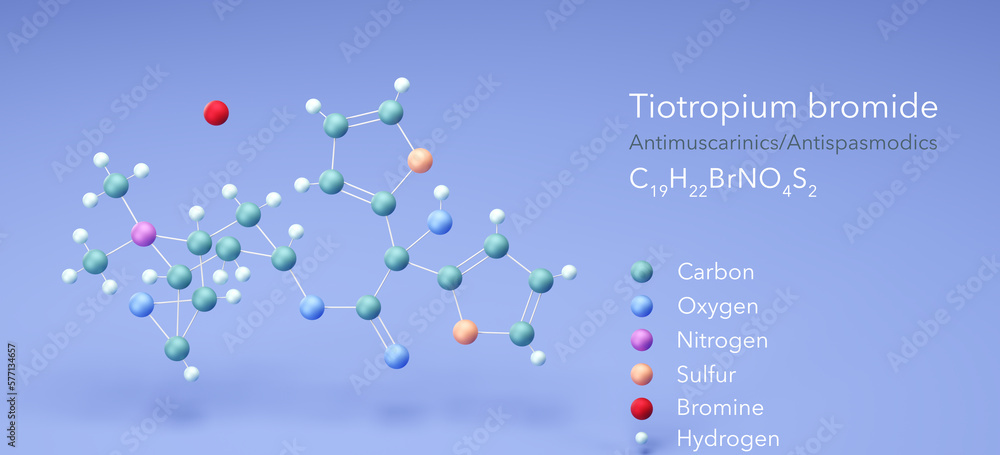 tiotropium bromide molecule, molecular structures, Antimuscarinics ...