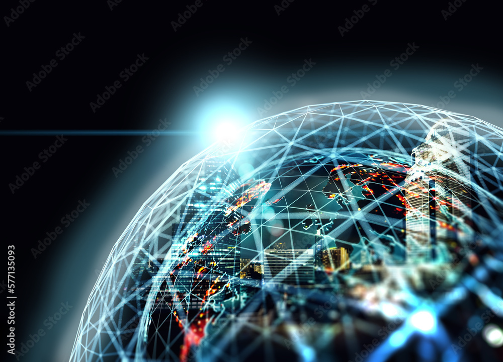 Fondo futurista con el planeta Tierra y el espacio. Mapa del mundo y ...