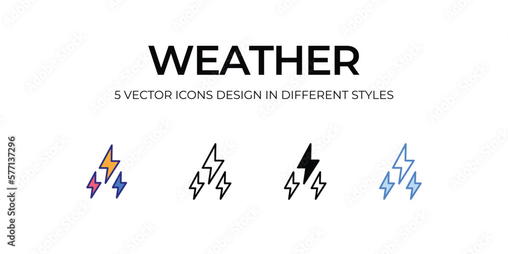 weather Icon Design in Five style with Editable Stroke. Line, Solid ...