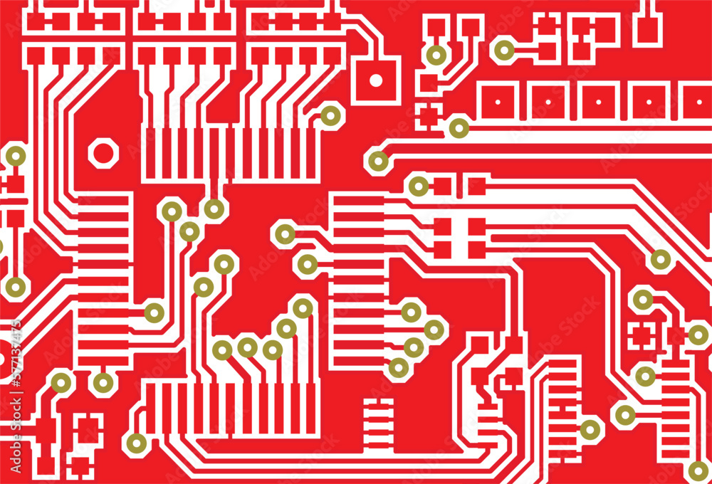 Tracing the conductors of a multilayer printed circuit board. Vector ...