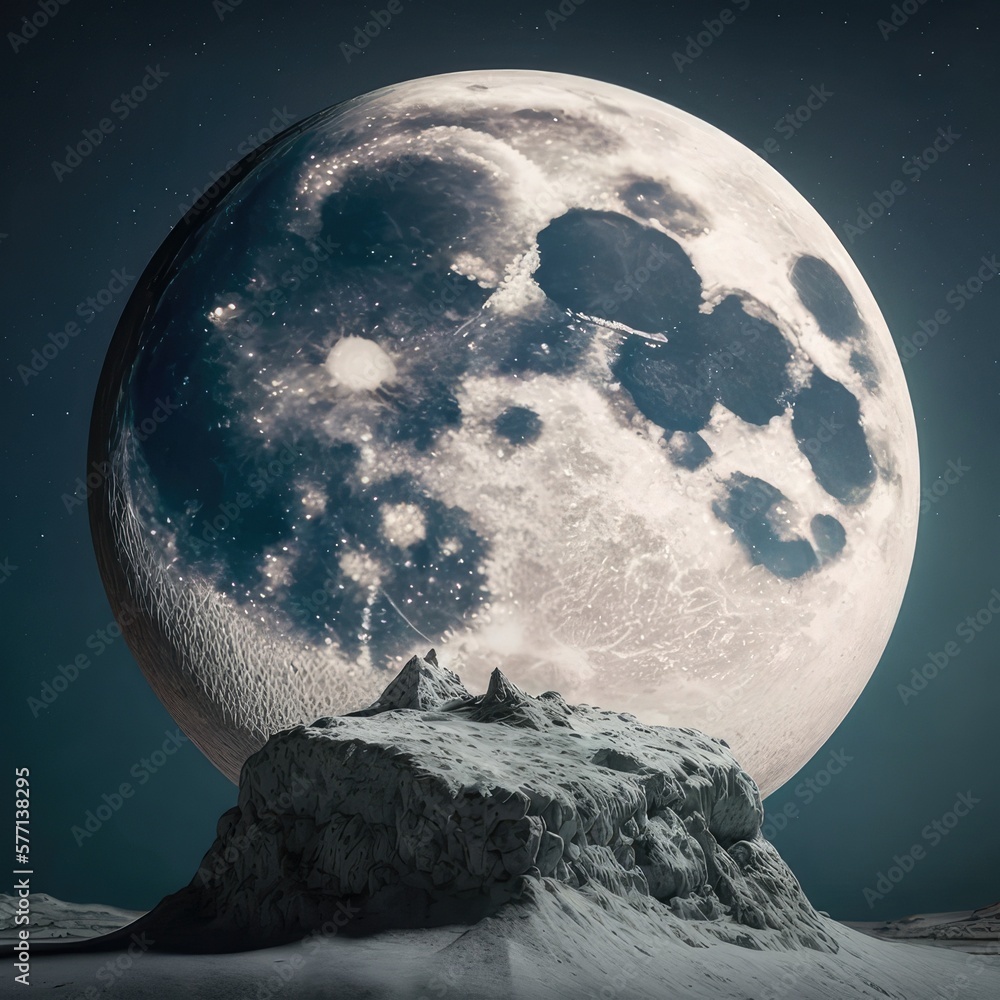 mountain moon Stock Illustration | Adobe Stock