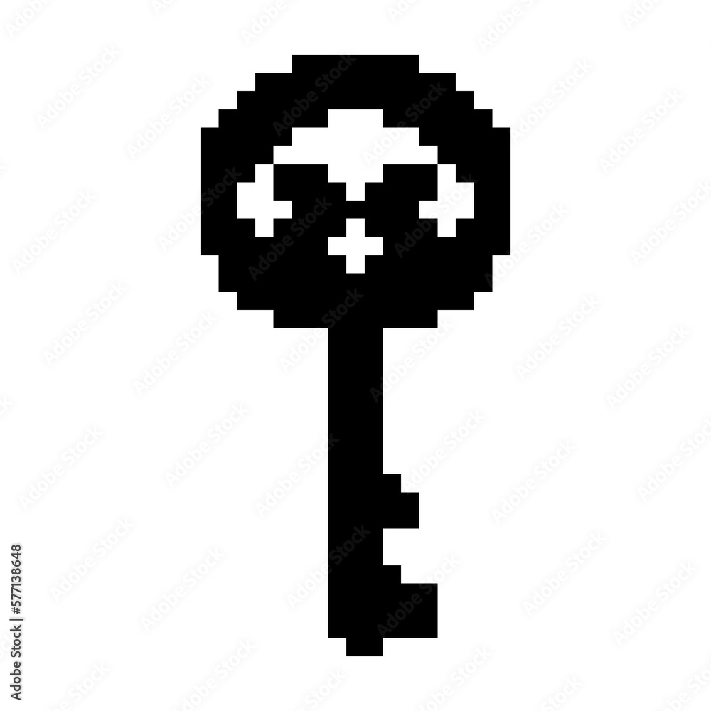 Old key icon black-white vector pixel art icon Stock Vector | Adobe Stock