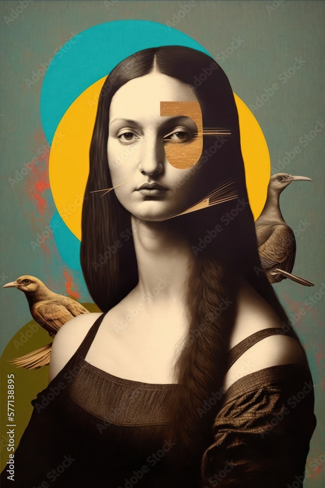 Abstract contemporary portrait of mona lisa with modern print pop art ...