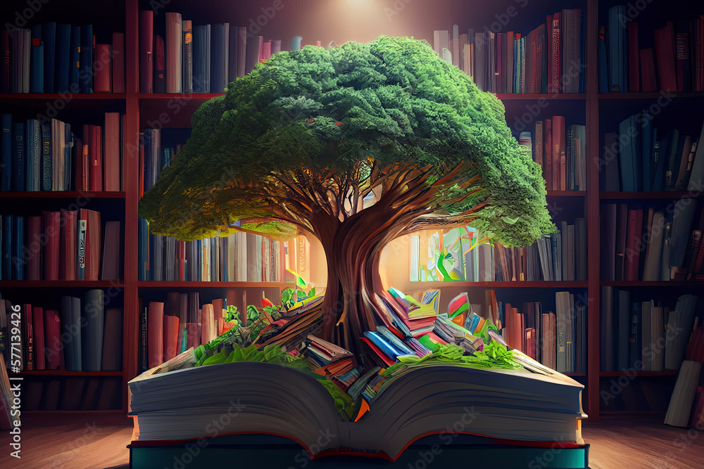 World philosophy day concept with tree of knowledge planting on opening ...