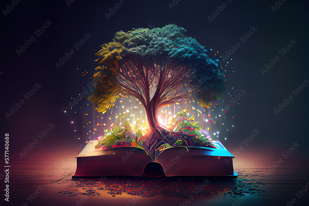 World philosophy day concept with tree of knowledge planting on opening ...