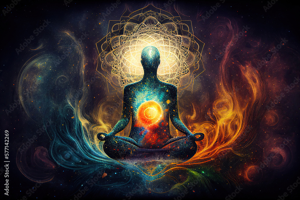 Astral body levitate over bed in the bedroom. Soul flies out of the ...