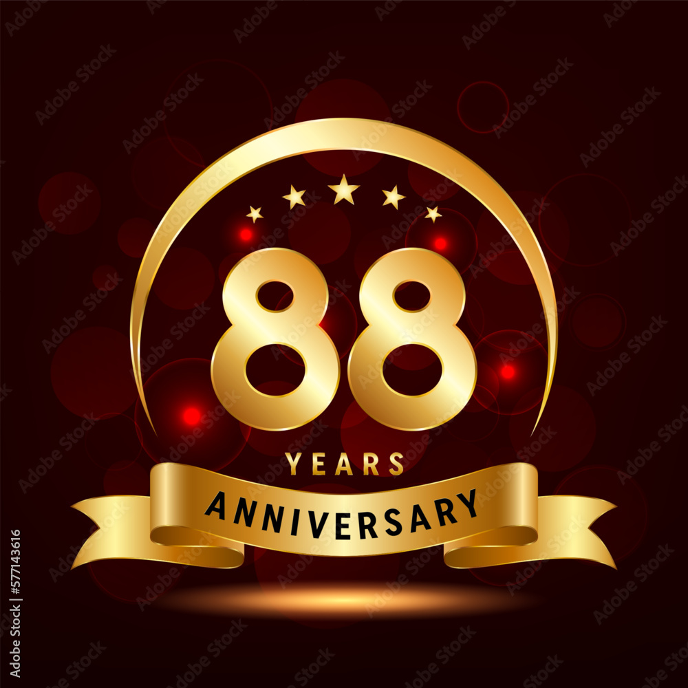 88th Anniversary logo design with golden ribbon. Logo Vector Template ...