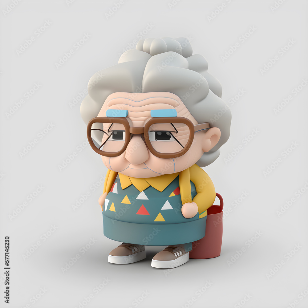 Cute grandmother character design generative ai Stock Illustration ...