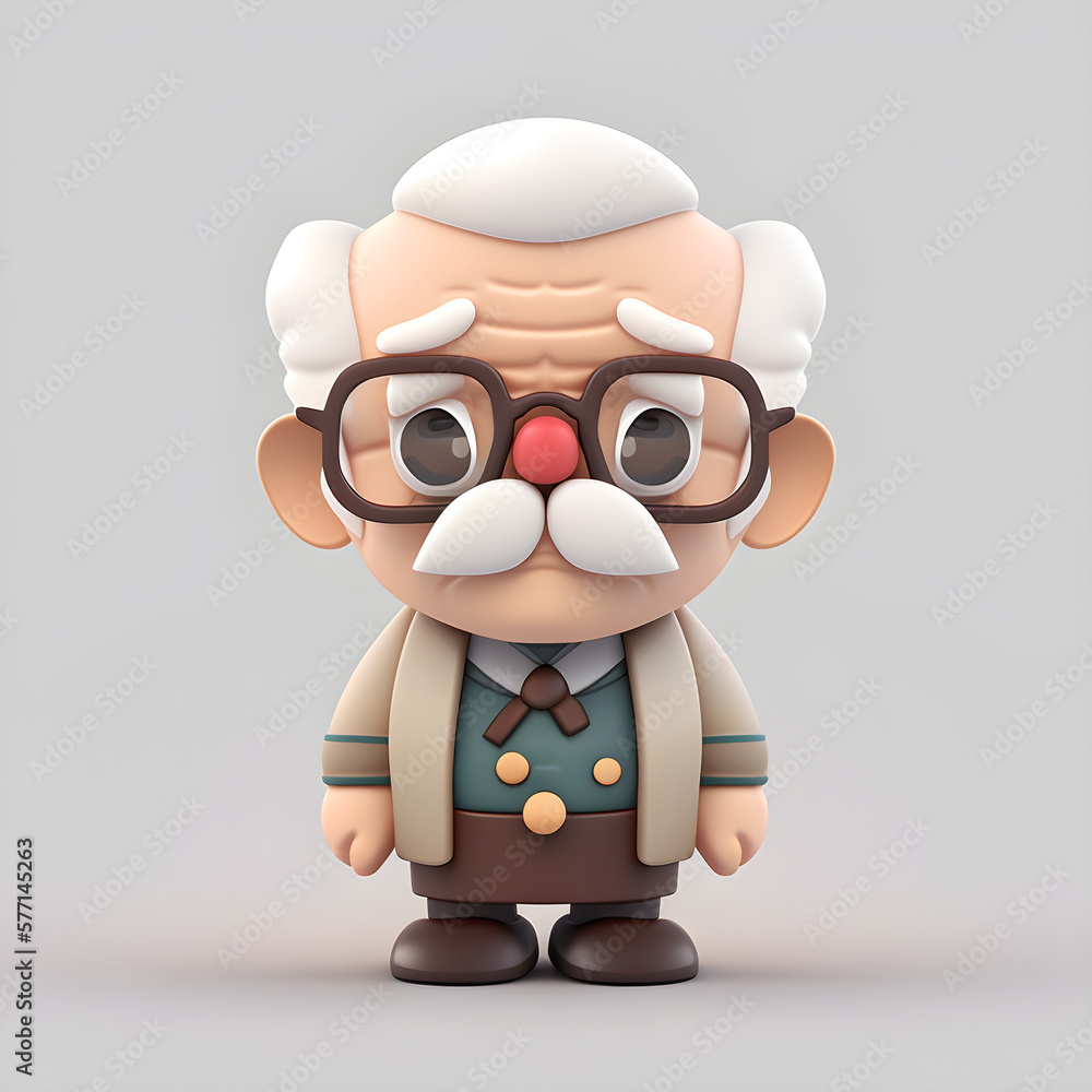 Cute grandfather character design generative ai Stock Illustration ...