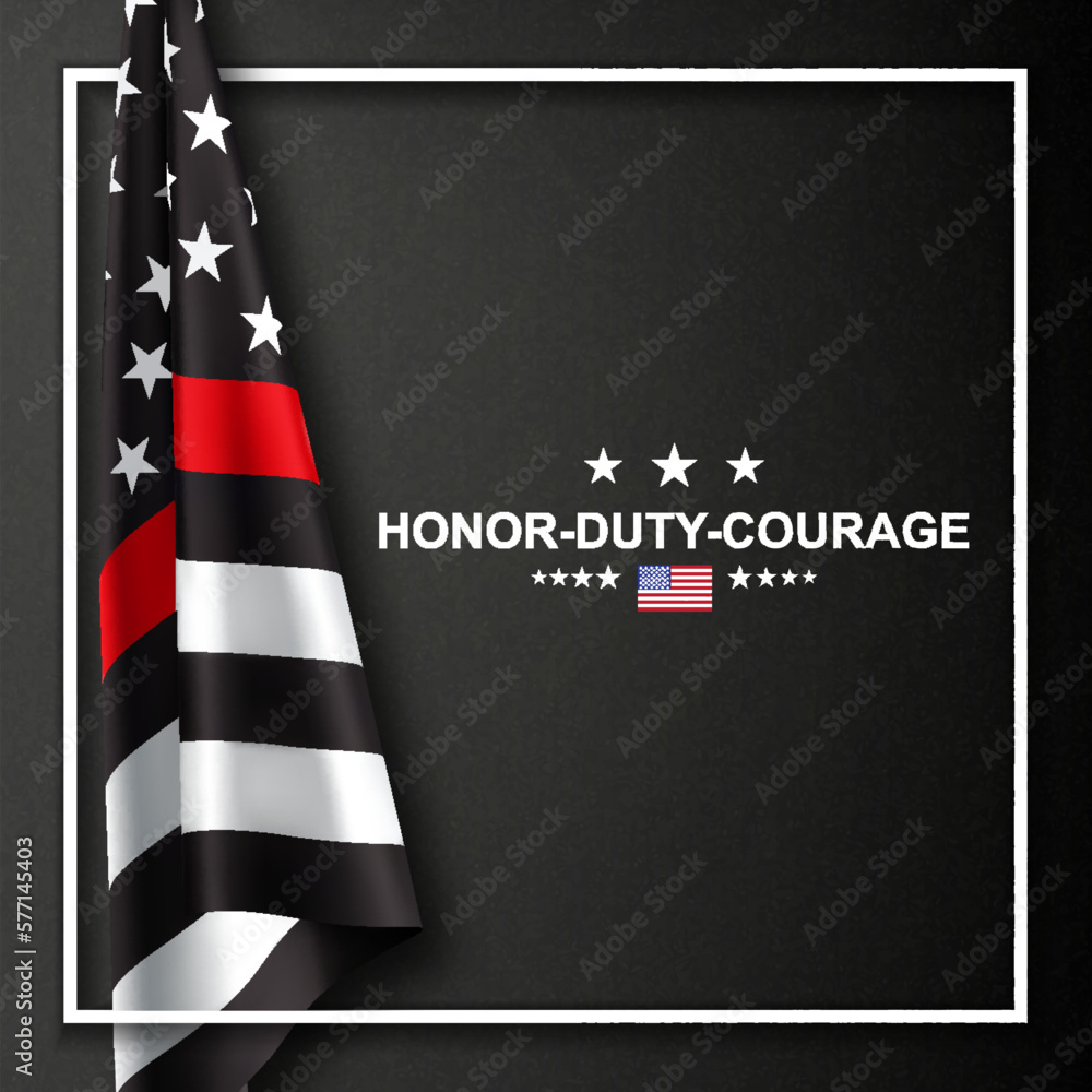 Thin Red Line. Firefighter Flag. Remembering, memories on fallen fire ...