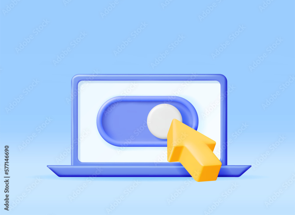 3d Mouse Cursor And Switch Button In Computer Isolated Render Laptop Pointer And Button For