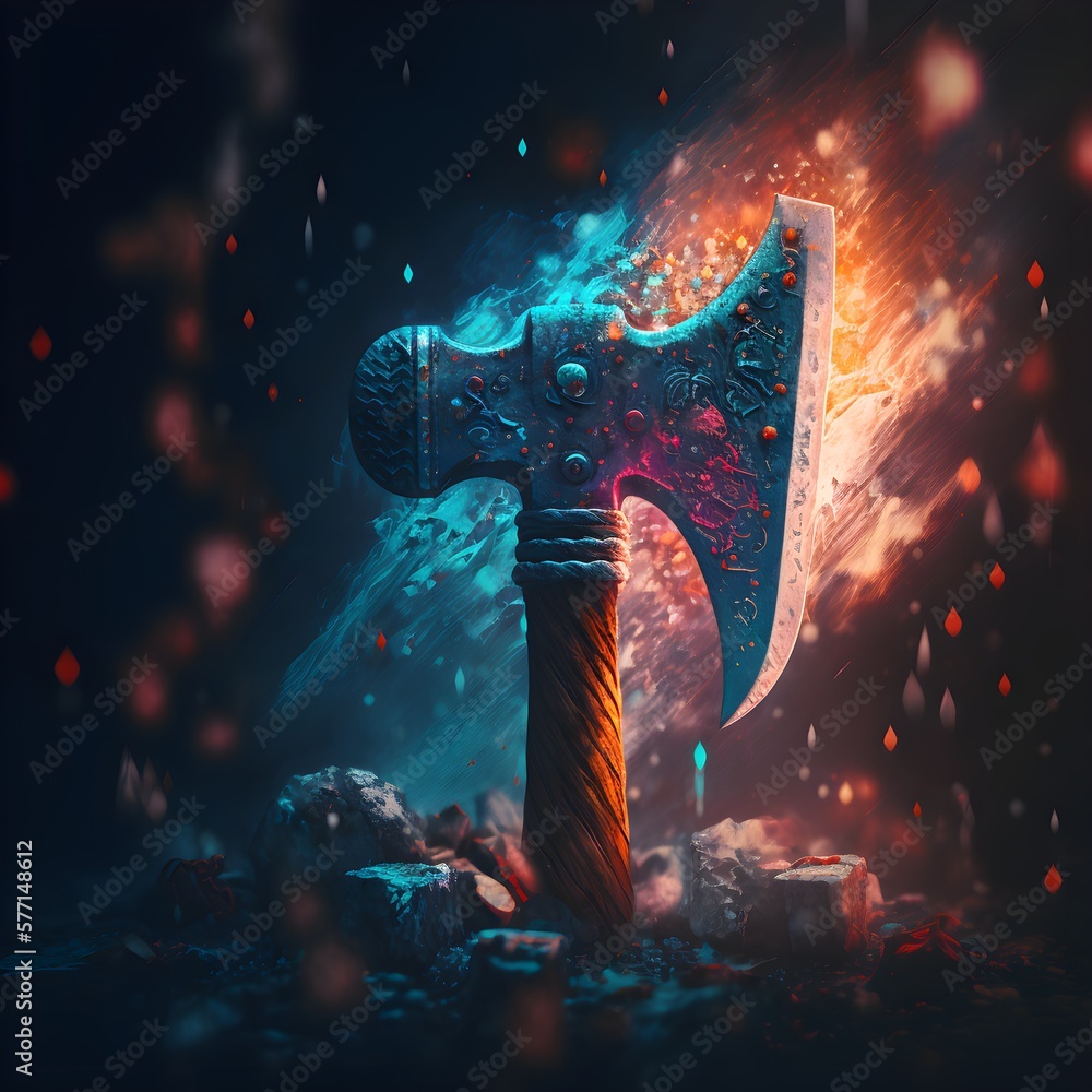 evil looking axe getting sharpened by a demon pychotic insane ...